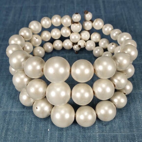 Jewelry | 195s Vintage Cuff Bracelet With Three Rows Of Expanding Pearl ...